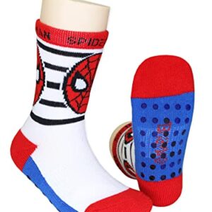 Marvel Super Hero Adventures Spider-Man Baby Toddler Boys 6 pack Socks with Grippers (5-7 yrs, Red/Blue)