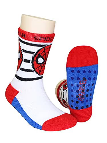 Marvel Super Hero Adventures Spider-Man Baby Toddler Boys 6 pack Socks with Grippers (5-7 yrs, Red/Blue)