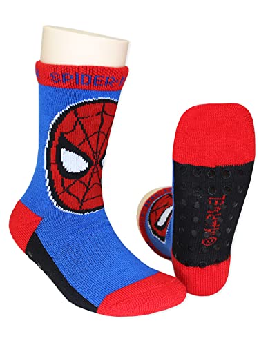 Marvel Super Hero Adventures Spider-Man Baby Toddler Boys 6 pack Socks with Grippers (5-7 yrs, Red/Blue)