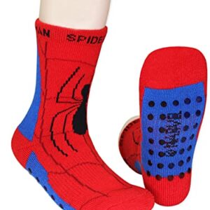 Marvel Super Hero Adventures Spider-Man Baby Toddler Boys 6 pack Socks with Grippers (5-7 yrs, Red/Blue)