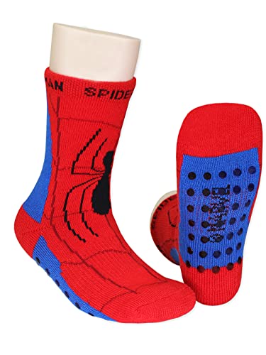 Marvel Super Hero Adventures Spider-Man Baby Toddler Boys 6 pack Socks with Grippers (5-7 yrs, Red/Blue)