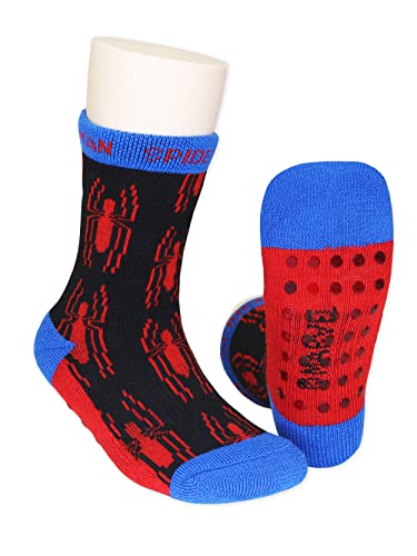 Marvel Super Hero Adventures Spider-Man Baby Toddler Boys 6 pack Socks with Grippers (5-7 yrs, Red/Blue)