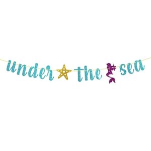 under the sea banner – mermaid party decorations, kids mermaid themed birthday party decorations, mermaid backdrops photo booth props