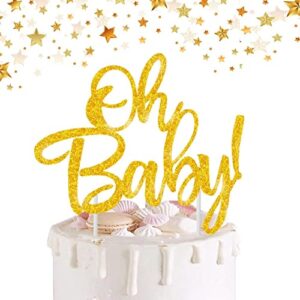 Oh Baby Party decoration Gold Glitter Oh Baby Banner Cupcake Toppers for baby 1st 2nd Birthday Baby Shower Party Supplies