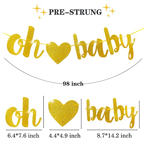 Oh Baby Party decoration Gold Glitter Oh Baby Banner Cupcake Toppers for baby 1st 2nd Birthday Baby Shower Party Supplies