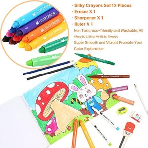 MEEDEN KIDS Drawing Set,Gift for Boys & Girls,Wood Case Artist Painting Set with Silky Crayons,Oil Pastels,Waterbased Pencils,Dry Erase Markers, Art Suplies Coloring Set with Paint Pad White Board