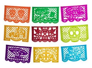 altar de ofrendas dia de los muertos mexican papel picado tissue paper banner. colorful day of the dead decorations medium size panels