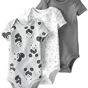 Little Planet by Carter's Baby 3-Pack Organic Cotton Short-Sleeve Rib Bodysuits, Pandas, 3 Months