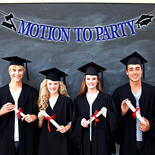 Motion to Party Banner, Congrats Lawyer/Future Lawyer Bunting Sign, Law School Survivor Graduation Party Decoration Supplies, Blue and Black Glitter