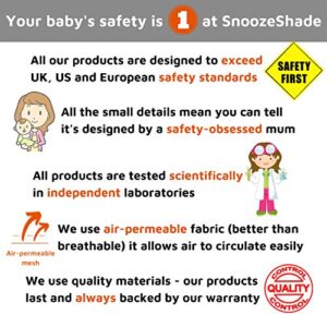 Stroller Sun Cover (6m+) | UV Sun and Sleep Shade for Baby Strollers & Joggers | Universal Fit for 3 & 4 Wheelers | Blocks 97.5% of The Sun's Rays | SnoozeShade Plus Deluxe…