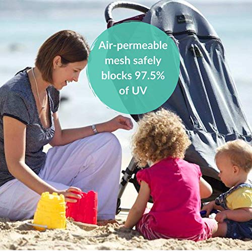 Stroller Sun Cover (6m+) | UV Sun and Sleep Shade for Baby Strollers & Joggers | Universal Fit for 3 & 4 Wheelers | Blocks 97.5% of The Sun's Rays | SnoozeShade Plus Deluxe…