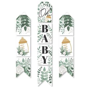 Big Dot of Happiness Boho Botanical Baby - Hanging Vertical Paper Door Banners - Greenery Baby Shower Wall Decoration Kit - Indoor Door Decor