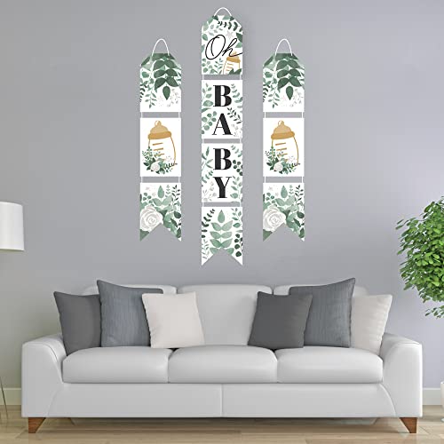 Big Dot of Happiness Boho Botanical Baby - Hanging Vertical Paper Door Banners - Greenery Baby Shower Wall Decoration Kit - Indoor Door Decor