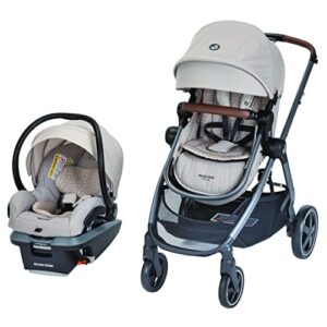 maxi-cosi zelia™²max 5-in-1 modular travel system, baby travel system, infant car seat & stroller combo, topia tan