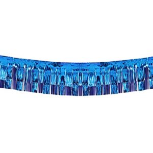 blukey 10 feet by 15 inch royal blue foil fringe garland, shiny metallic tinsel banner ideal for parade floats, bridal shower, bachelorette, wedding, birthday, christmas – wall ceiling hanging fringe drapes