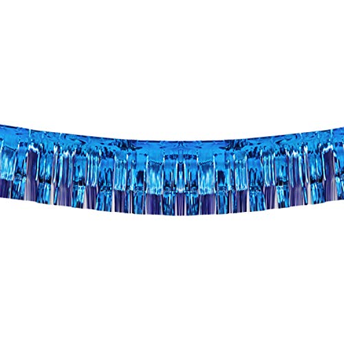 Blukey 10 Feet by 15 Inch Royal Blue Foil Fringe Garland, Shiny Metallic Tinsel Banner Ideal for Parade Floats, Bridal Shower, Bachelorette, Wedding, Birthday, Christmas - Wall Ceiling Hanging Fringe Drapes