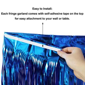 Blukey 10 Feet by 15 Inch Royal Blue Foil Fringe Garland, Shiny Metallic Tinsel Banner Ideal for Parade Floats, Bridal Shower, Bachelorette, Wedding, Birthday, Christmas - Wall Ceiling Hanging Fringe Drapes