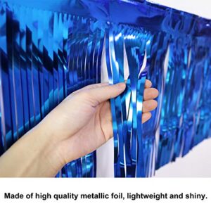 Blukey 10 Feet by 15 Inch Royal Blue Foil Fringe Garland, Shiny Metallic Tinsel Banner Ideal for Parade Floats, Bridal Shower, Bachelorette, Wedding, Birthday, Christmas - Wall Ceiling Hanging Fringe Drapes