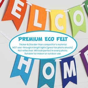 Welcome Home Banner Bunting Laser Cut Felt 54 inches Wide - Rainbow