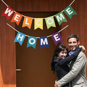 Welcome Home Banner Bunting Laser Cut Felt 54 inches Wide - Rainbow