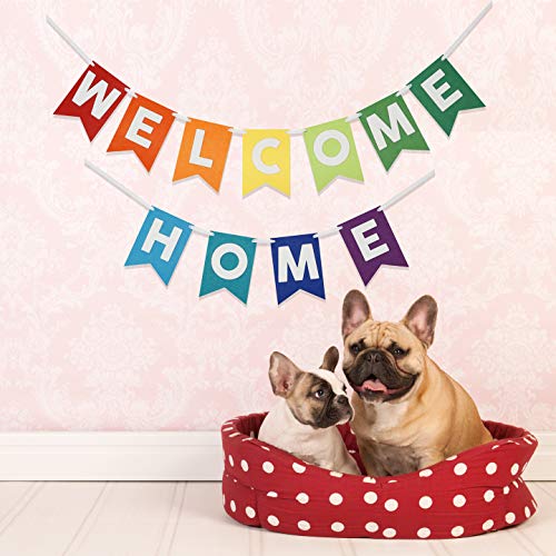 Welcome Home Banner Bunting Laser Cut Felt 54 inches Wide - Rainbow