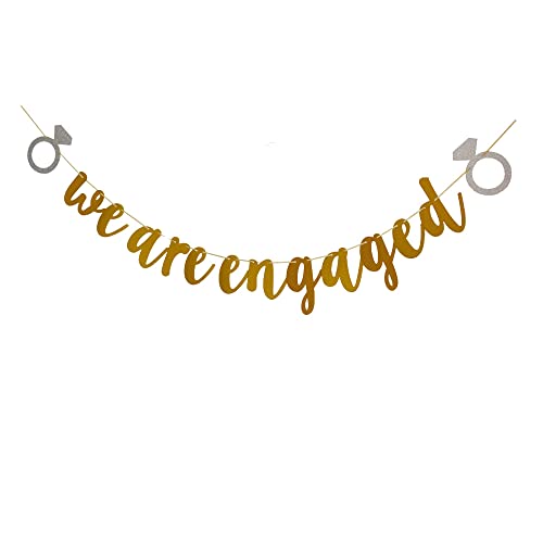 We Are Engaged Banner, Gold Engagement Party Bunting, Bridal Shower / Wedding / Bachelorette Party Garlands Decorations