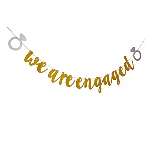 We Are Engaged Banner, Gold Engagement Party Bunting, Bridal Shower / Wedding / Bachelorette Party Garlands Decorations