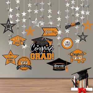 14 pack graduation garland class of 2022 graduation decoration diploma hat star congrats garland banner congrats grad streamers backdrop for graduation party supplies college grad decor (orange)