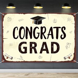 hamigar 6x4ft congrats grad banner backdrop background – rustic vintage graduation decorations decor party supplies