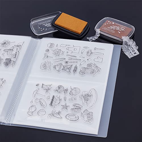 GLOBLELAND Clear Stamps Storage Embossing Folder Storage Photo Storage Album Seal Bags Storage Keeper Cards Folder Storage Bag for DIY Scrapbooking Arts Crafts Collecting Bags，80 Grids, 7x5.3Inch