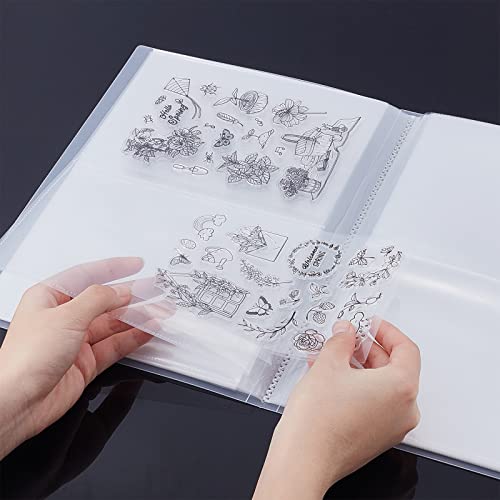 GLOBLELAND Clear Stamps Storage Embossing Folder Storage Photo Storage Album Seal Bags Storage Keeper Cards Folder Storage Bag for DIY Scrapbooking Arts Crafts Collecting Bags，80 Grids, 7x5.3Inch