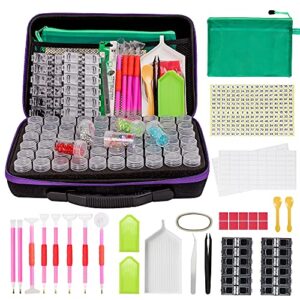 hohotime 60 slots diamond painting storage containers,142pcs 5d diamond painting accessories kit for diamond art craft jewelry beads organizer,diamond art storage for diy art craft