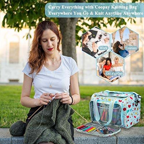 Coopay Knitting Bag Large Crochet Bag, Huge Knitting Bags and Totes Organizer Yarn Storage Organizer for Unfinished Project, Knitting Needles, Crochet Hooks, Skeins Yarn -Ideal Knitting & Crochet Gift