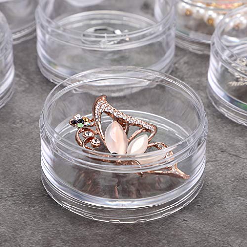 Hipiwe 2 Packs 5 Slot Clear Plastic Round Storage Jars - Art Craft Accessory Organizer Box Jewelry Beads Sewing Pills Container Holder for Storage Small Items, Hardware