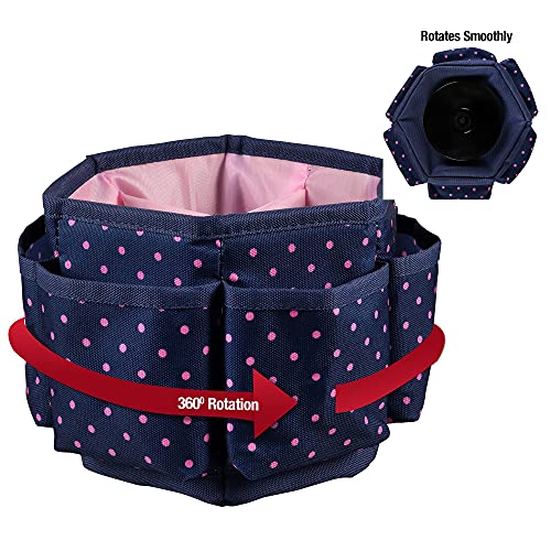 SINGER Sewing Storage Desktop Spinner Navy Polka Dot Print