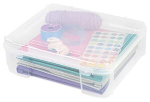 iris usa sbc-450 portable project case for 12″ x 12″ scrapbooking paper, 17” x 15”, clear