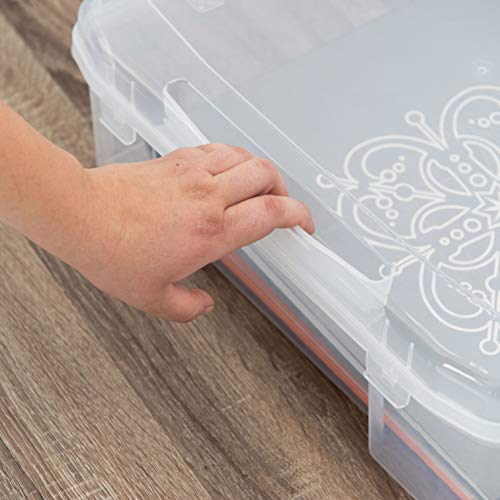 IRIS USA SBC-450 Portable Project Case for 12" x 12" Scrapbooking Paper, 17” X 15”, Clear