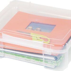 IRIS USA SBC-450 Portable Project Case for 12" x 12" Scrapbooking Paper, 17” X 15”, Clear