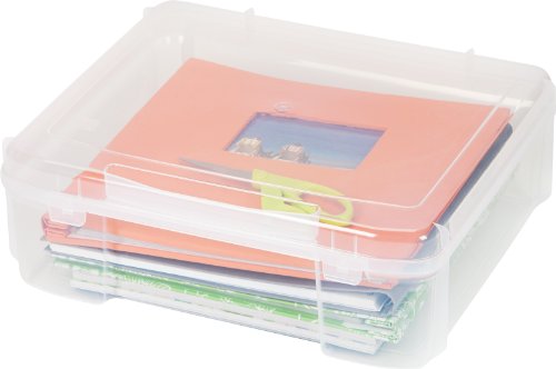 IRIS USA SBC-450 Portable Project Case for 12" x 12" Scrapbooking Paper, 17” X 15”, Clear