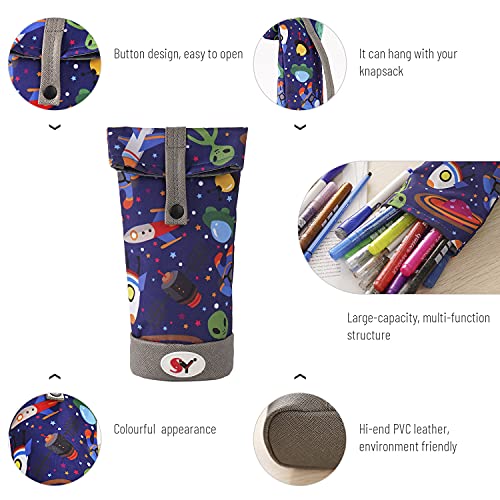 SY Magnetic button Multi-Function Large Capacity Pencil Case Pen Bag Large Storage Handheld Pen Pouch Cosmetic Case High School pencil maker College Student Girl Teen