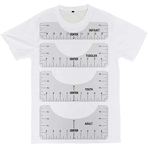 4 Pcs T-Shirt Alignment Ruler,Tshirt Ruler Guide Tool Shirt Alignment with Clothing Size Chart for Making Fashion Center Design