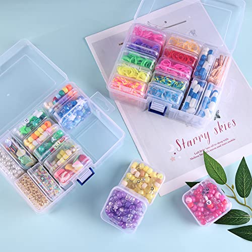 Quefe 28pcs Bead Organizers in A Clear Organzier Box, 2 Sets Clear Plastic Diamond Painting Storage Container with Mini Boxes for Craft Organziers and Storage Art Embroidery Nail Accessories