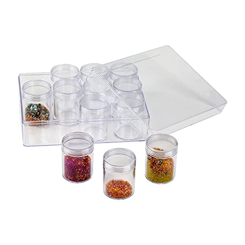 TDOTM 12 Grids Transparent Plastic Diamond Painting Storage Containers, Jewelry Earring Beads Sewing Pills Beads Organizers Storage Container Bottle(2 Pack)