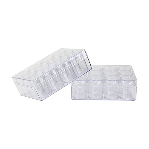 TDOTM 12 Grids Transparent Plastic Diamond Painting Storage Containers, Jewelry Earring Beads Sewing Pills Beads Organizers Storage Container Bottle(2 Pack)