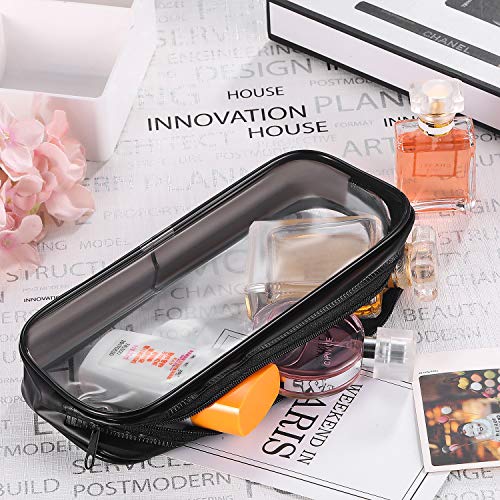 Tatuo 4 Pieces Clear PVC Zipper Pen Pencil Case, Big Capacity Pencil Bag Makeup Pouch (Black)