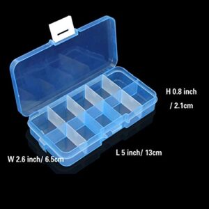 Balsar 10 Grids Plastic Organizer Box Storage Container Jewelry Box with Adjustable Dividers for Beads Art DIY Crafts Jewelry Fishing Tackles,Blue