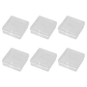 heallily clear organizer box mini transparent storage box square container jewelry box organizer storage case for classroom office home school 6pcs (square) bead organizer box