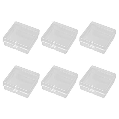 HEALLILY Clear Organizer Box Mini Transparent Storage Box Square Container Jewelry Box Organizer Storage Case for Classroom Office Home School 6pcs (Square) Bead Organizer Box