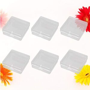 HEALLILY Clear Organizer Box Mini Transparent Storage Box Square Container Jewelry Box Organizer Storage Case for Classroom Office Home School 6pcs (Square) Bead Organizer Box