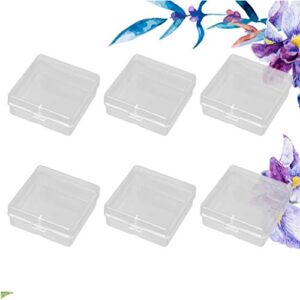 HEALLILY Clear Organizer Box Mini Transparent Storage Box Square Container Jewelry Box Organizer Storage Case for Classroom Office Home School 6pcs (Square) Bead Organizer Box